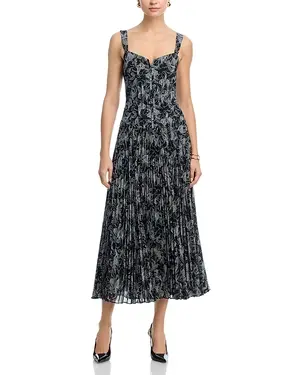 Cinq À Sept Botanical Floral A-line Dress - Black Multi
