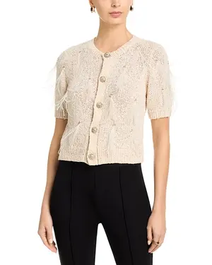 Cinq À Sept Coralie Cardigan Sweater - Natural/sequin