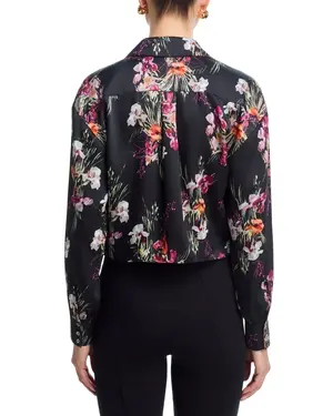 Cinq À Sept Floral Print Tie Front Blouse - Black Multi