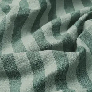 PIGLET IN BED Pembroke Stripe Linen Blend Flat Sheet, King - Pine Green