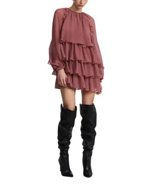 Bcbgmaxazria Chiffon Ruffle Mini Dress