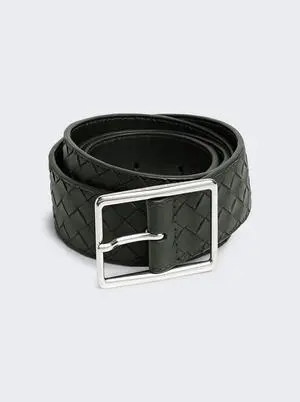 Bottega Veneta Intrecciato Leather Belt - Green