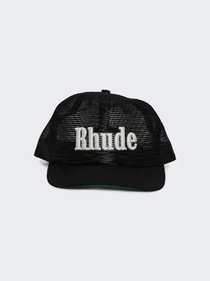 Rhude Embroidered Logo Trucker Cap - Black