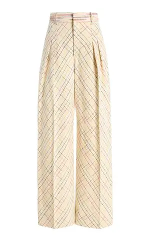 Rosie Assoulin Wide Leg Pleated Trousers Multi