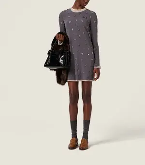 Miu Miu Silk Embellished T-shirt Mini Dress