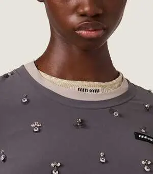 Miu Miu Silk Embellished T-shirt Mini Dress