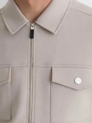REISS Medina Premium Interlock Zip-through Overshirt