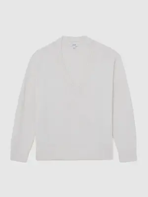 REISS Cotton And Wool V-neck Jumper
