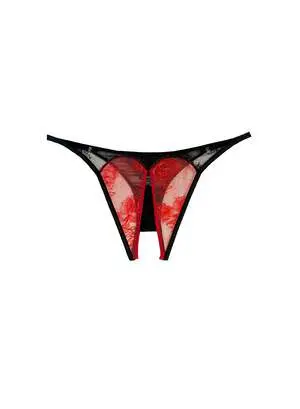 Fleur Du Mal Bouquet Lace Ouvert Panty - Black