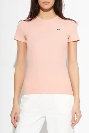 Lacoste Ribbed Fitted Top - Pink