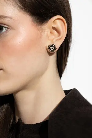 FERRAGAMO Flower Brass Earrings - Black