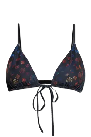Casablanca Printed Bikini Top - Black