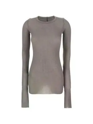 Rick Owens Ribbed Knit Long-sleeves Top - Grey