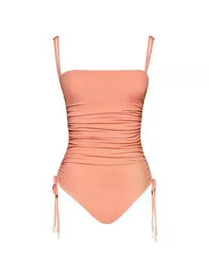 Johanna Ortiz Tarangire Drawstring Ruched Swimsuit - Orange