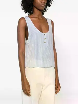 Françoise Striped Button Top