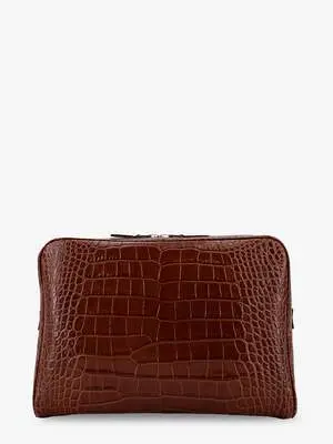 TOM FORD Croc-effect Leather Laptop Pouch - Brown
