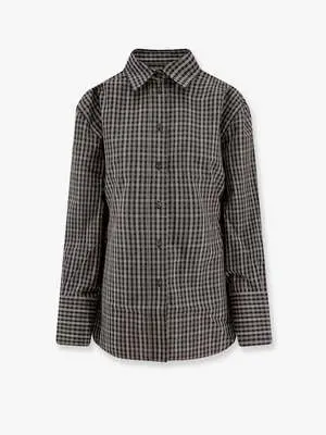 RÓHE Check Pattern Cotton Shirt - Brown