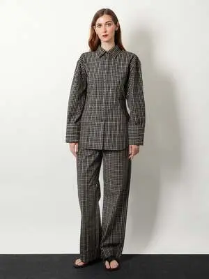RÓHE Check Pattern Cotton Shirt - Brown