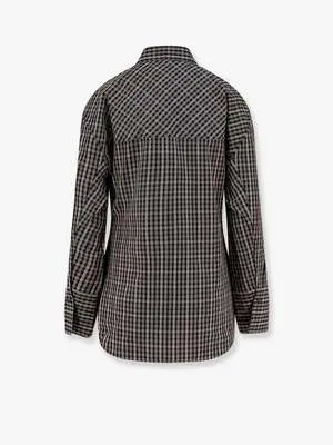 RÓHE Check Pattern Cotton Shirt - Brown