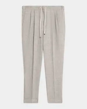 Brunello Cucinelli Linen And Wool Pleated Drawstring Trousers - C027 Light
