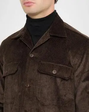 SALVATORE PICCOLO Apos;s Cotton Corduroy Dual-pocket Overshirt - Brw