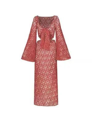 Johanna Ortiz Under The Sea Embroidered Midi Dress - Red