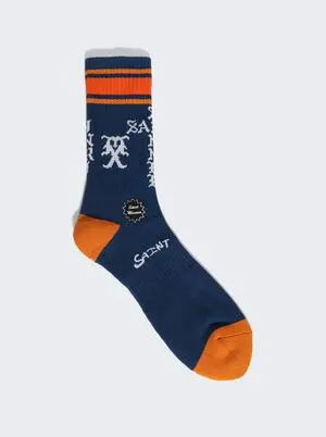 SAINT MXXXXXX Logo Crew Socks - Blue