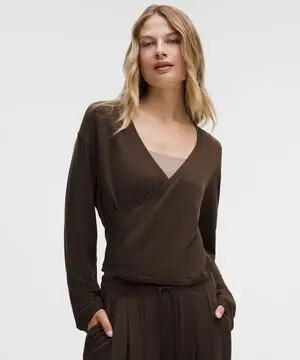 Lululemon Becalm Wrap-front Long-sleeve Shirt - Walnut Crunch