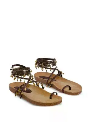 Johanna Ortiz Serenade Embellished Sandals - Brown
