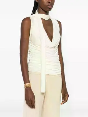 AYA MUSE Draped Self-tie Top - Neutrals