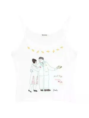 BODE Companion Embroidered Tank Top - White