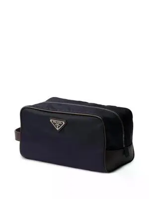 Prada Leather-trimmed Logo Plaque Wash Bag