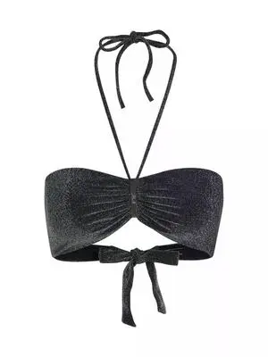 Karl Lagerfeld Metallic Bandeau Bikini Top - Black