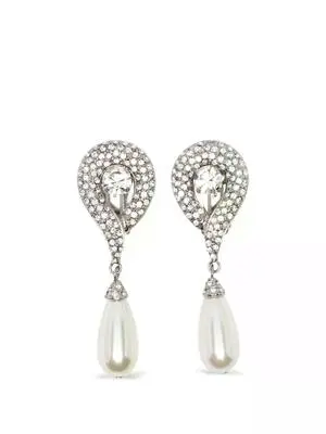 Alessandra Rich Faux-pearl Clip-on Earrings - Silver