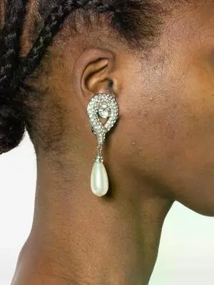 Alessandra Rich Faux-pearl Earrings - Silver
