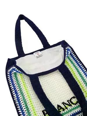 Casablanca Stripe Crochet Shoulder Bag - Blue