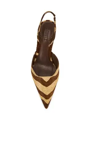 Schutz Paola Mid Pump Slingback With Kitten Heel - Brown