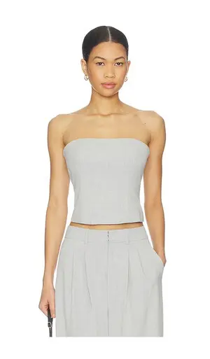 Good American Essential Suiting Strapless Top - Light Grey