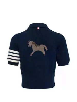 Thom Browne Horse-intarsia Polo Shirt - Blue