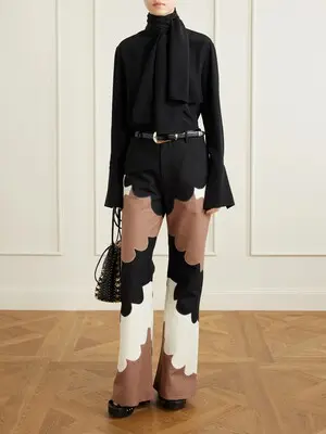 Alix Of Bohemia Bunny Cedar Patchworked Silk Flared Pants