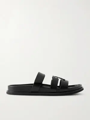 Tory Burch Ines Sport Leather Slides - Black