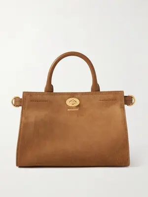 Burberry Leather-trimmed Suede Tote - Brown