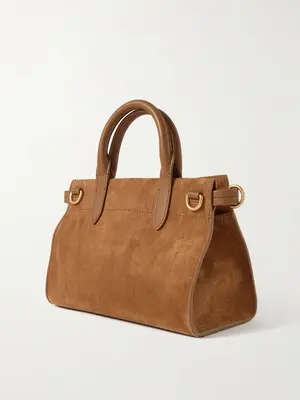 Burberry Leather-trimmed Suede Tote - Brown