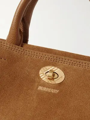 Burberry Leather-trimmed Suede Tote - Brown