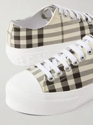 Burberry Checked Canvas Sneakers - Neutrals