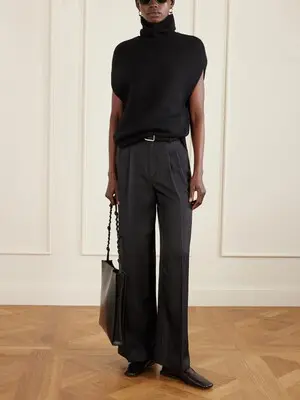 LISA YANG Pleated Silk-twill Wide-leg Pants