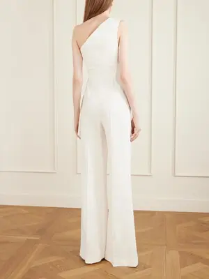 Elie Saab One-shoulder Embellished Cady Jumpsuit