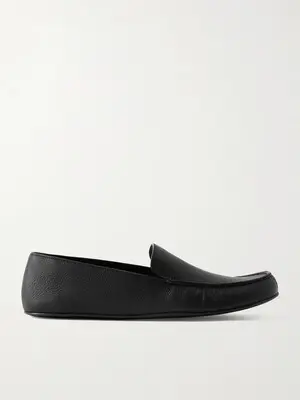 THE ROW Leo Textured-leather Loafers - Black