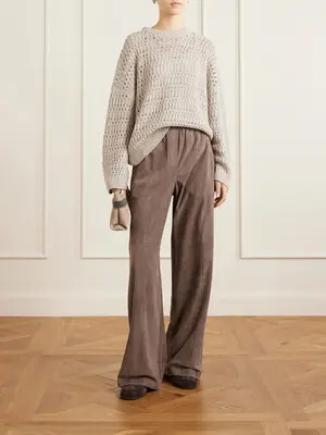 Brunello Cucinelli Sequined Open-knit Linen-blend Sweater