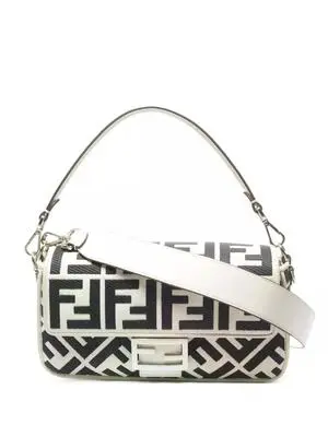 Fendi Baguette Jacquard Shoulder Bag - White